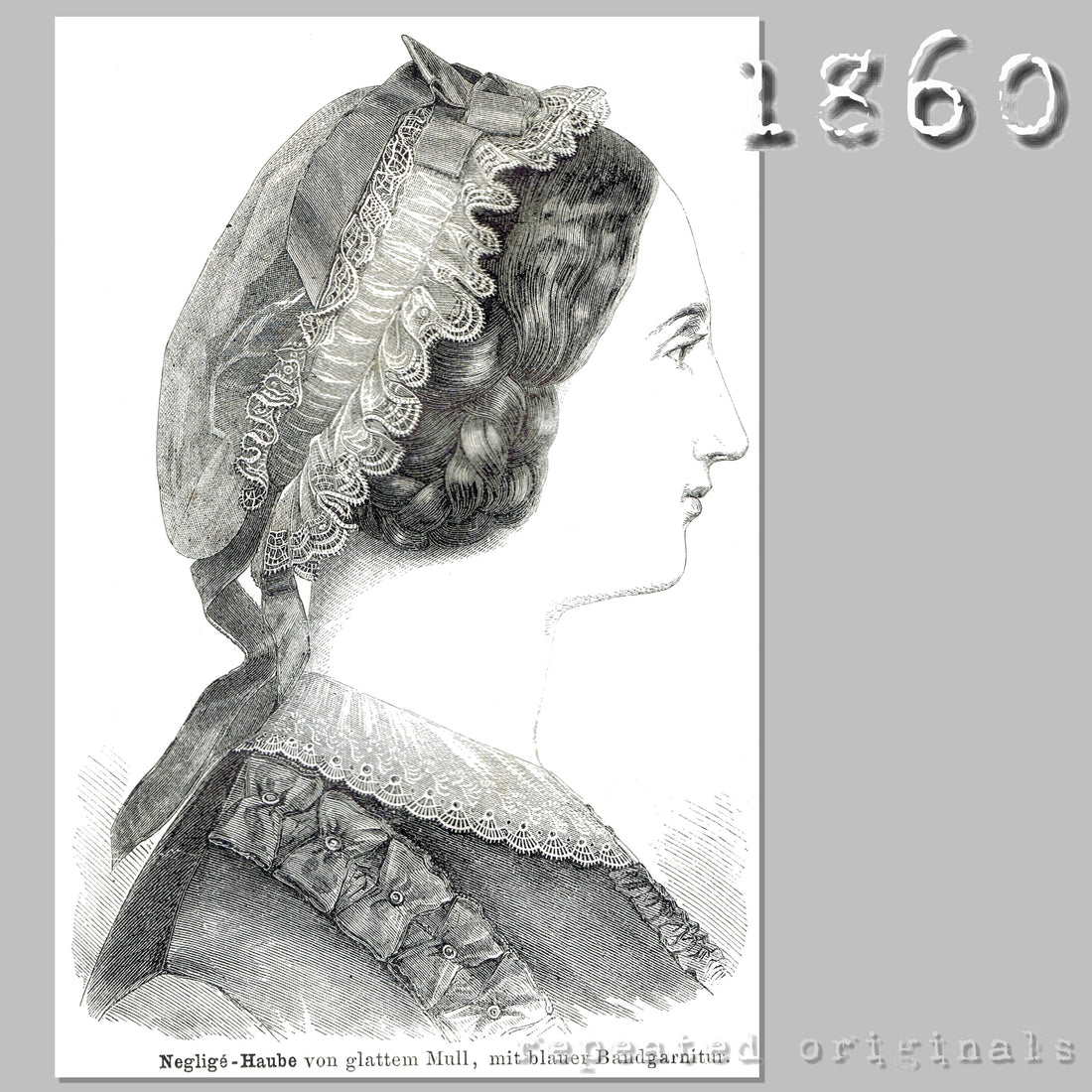 1860 Negligé Bonnet Sewing Pattern - INSTANT DOWNLOAD PDF – Repeated ...