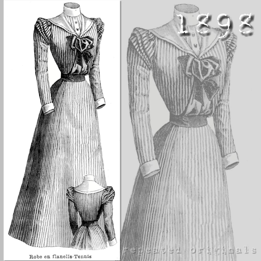 1898 Tennis Dress Sewing Pattern - INSTANT DOWNLOAD PDF – Repeated ...