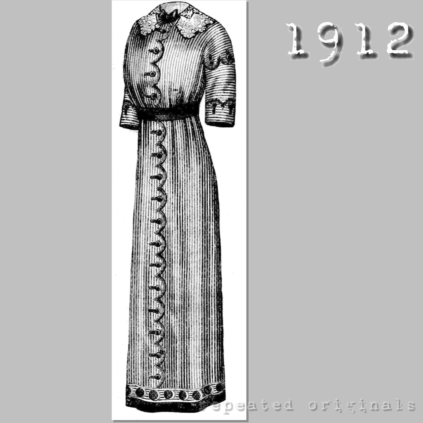 1912 Dress Sewing Pattern - INSTANT DOWNLOAD PDF – Repeated Originals