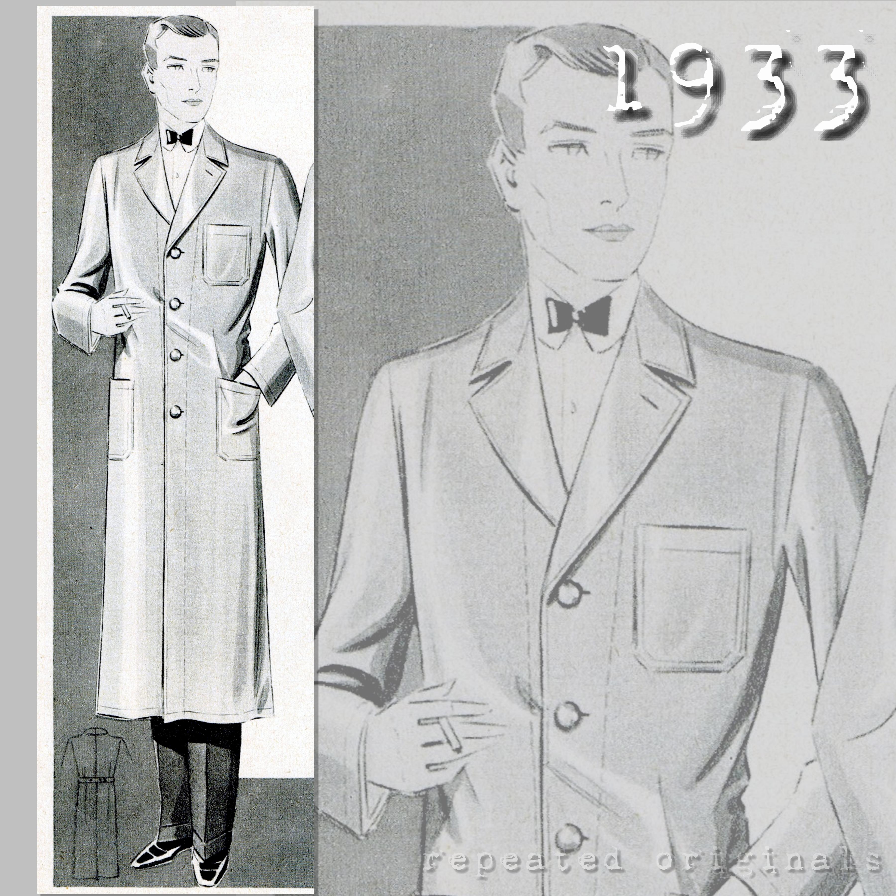 1933 Men's Work Overcoat/Smock/Apron Sewing Pattern - INSTANT DOWNLOAD ...