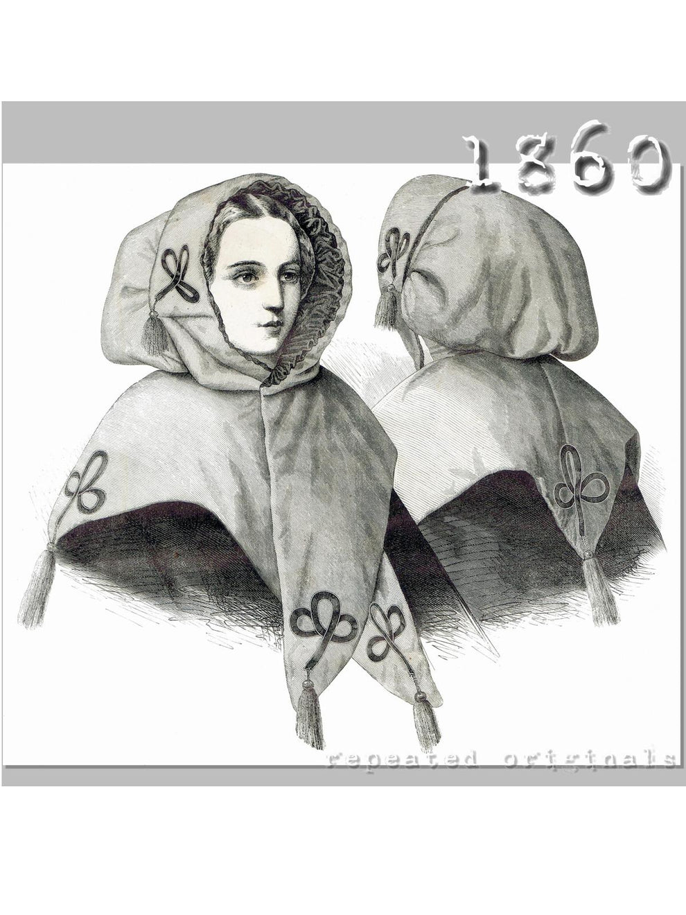 1860 Elegant Hooded Cape Sewing Pattern - INSTANT DOWNLOAD PDF ...